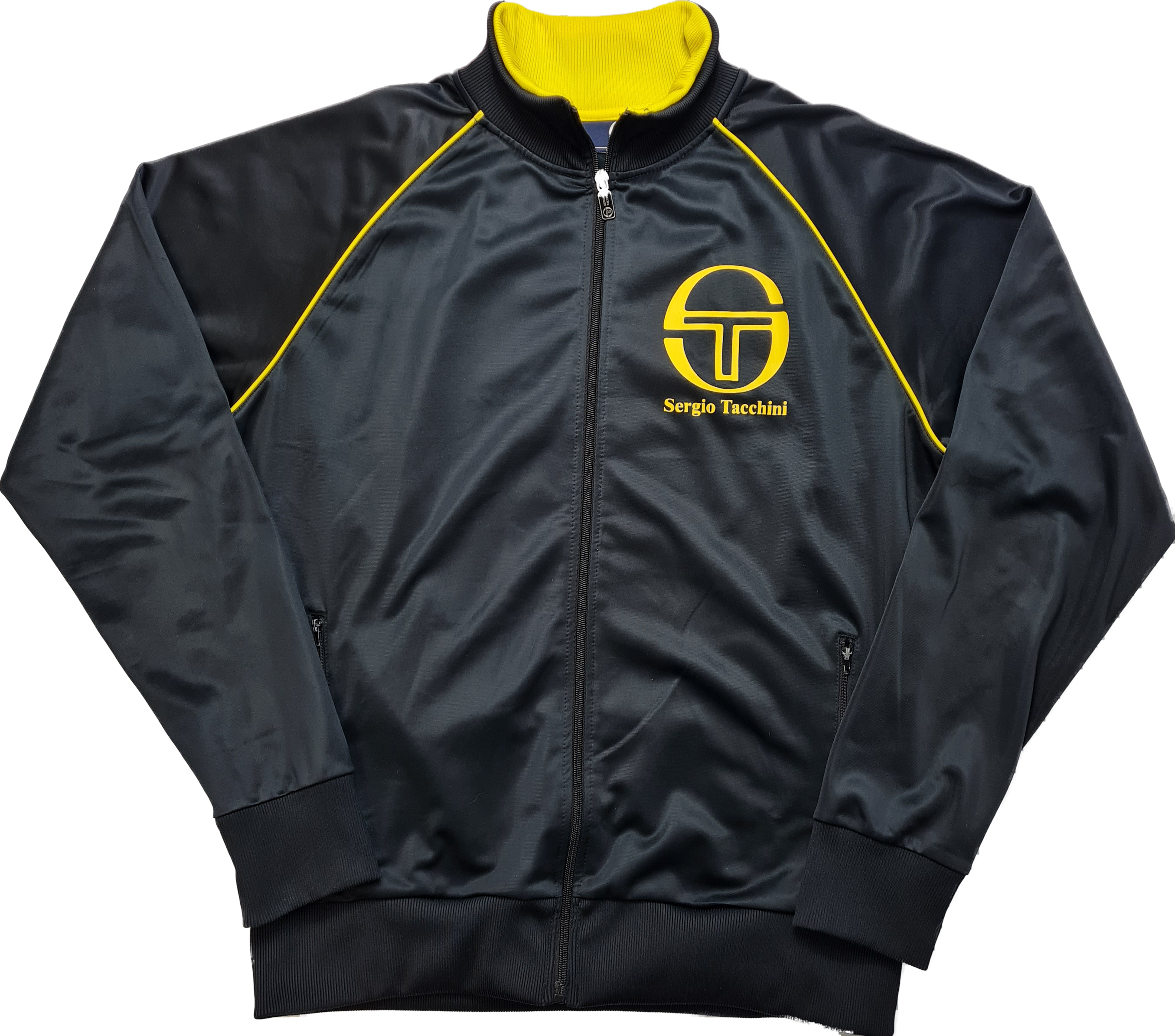 Sergio Tacchini Track Top Large Logo top XL Black Yellow – pontone classics